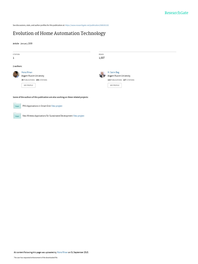 Evolution of Home Automation Technology | PDF | Computer Network ...