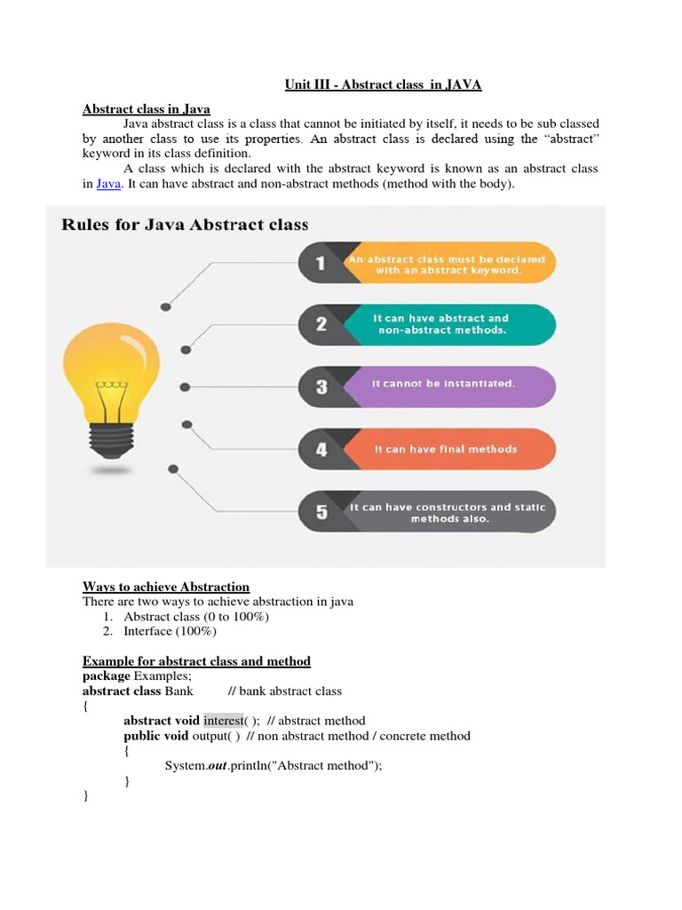 Abstract Class in JAVA | PDF