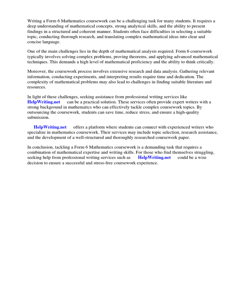 Mathematics Form 6 Coursework | PDF | Mathematics | Quadratic Equation