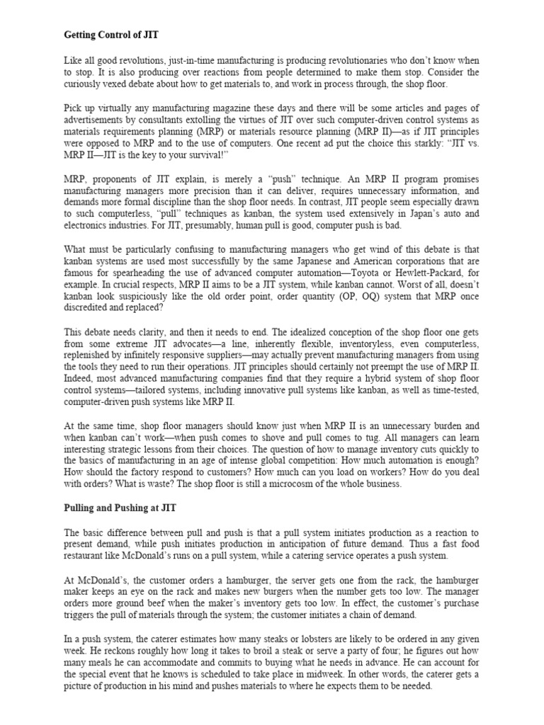 Getting Control of JIT | PDF