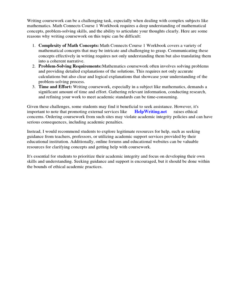 Math Connects Course 1 Workbook PDF | PDF | E Bay | Amazon Kindle