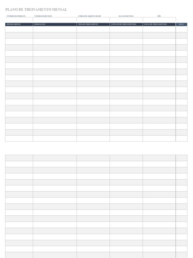 IC Monthly Training Plan Template 57233 PT | PDF