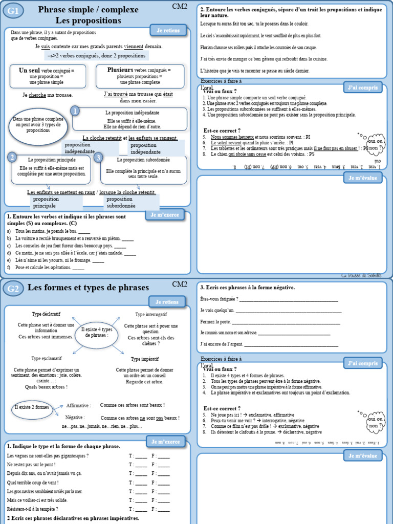 Grammaire CM2 Rentrée 2018 | PDF | Complément d&#039;objet | Phrase
