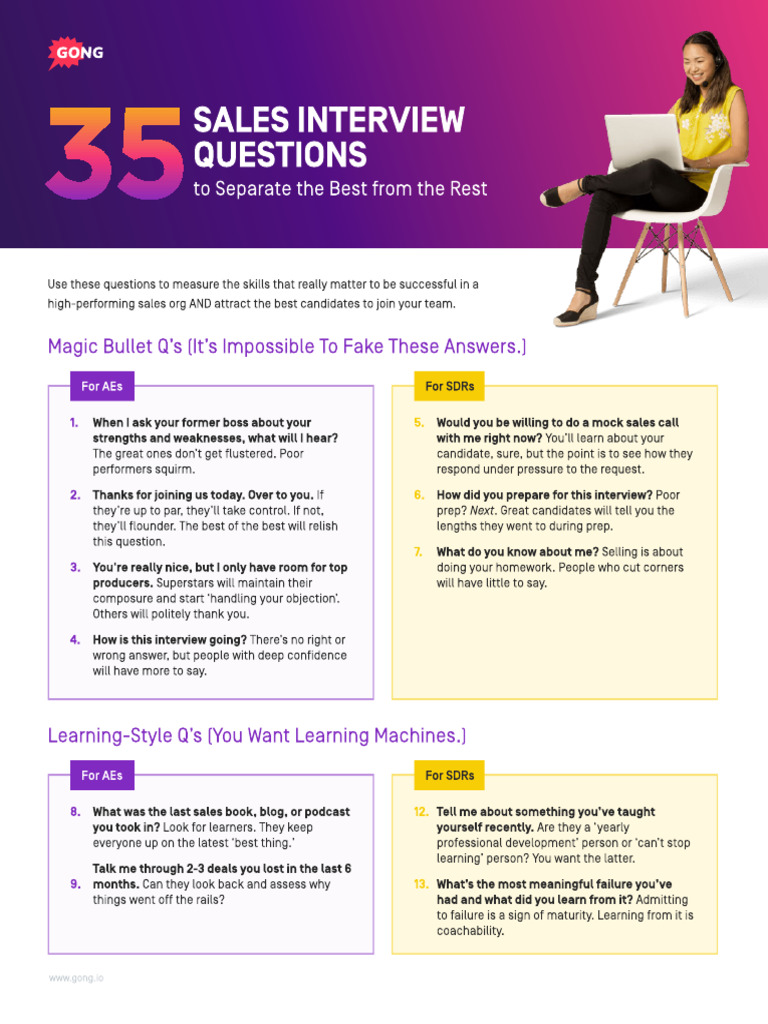 Essential Sales Interview Questions | PDF | Leadership | Learning