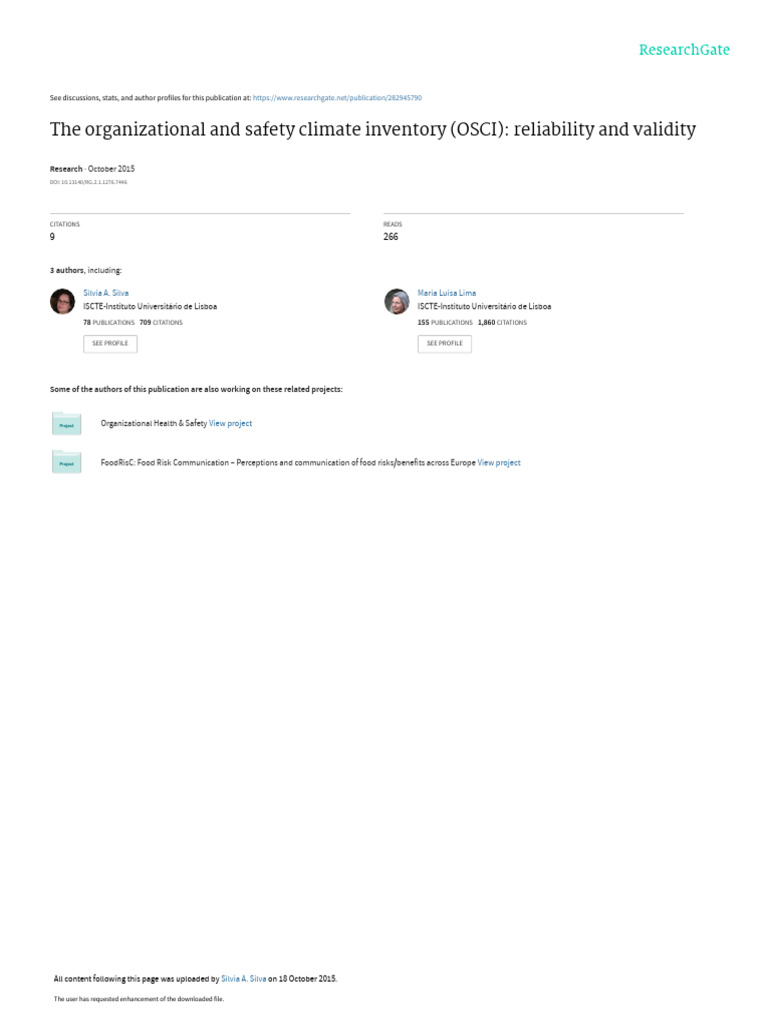 Osc I Reliability | PDF | Validity (Statistics) | Psychology