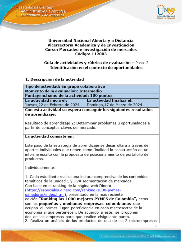 Guía de Actividades y Rúbrica de Evaluación - Unidad 1 - Paso 2 - Identificación en El Contexto ...