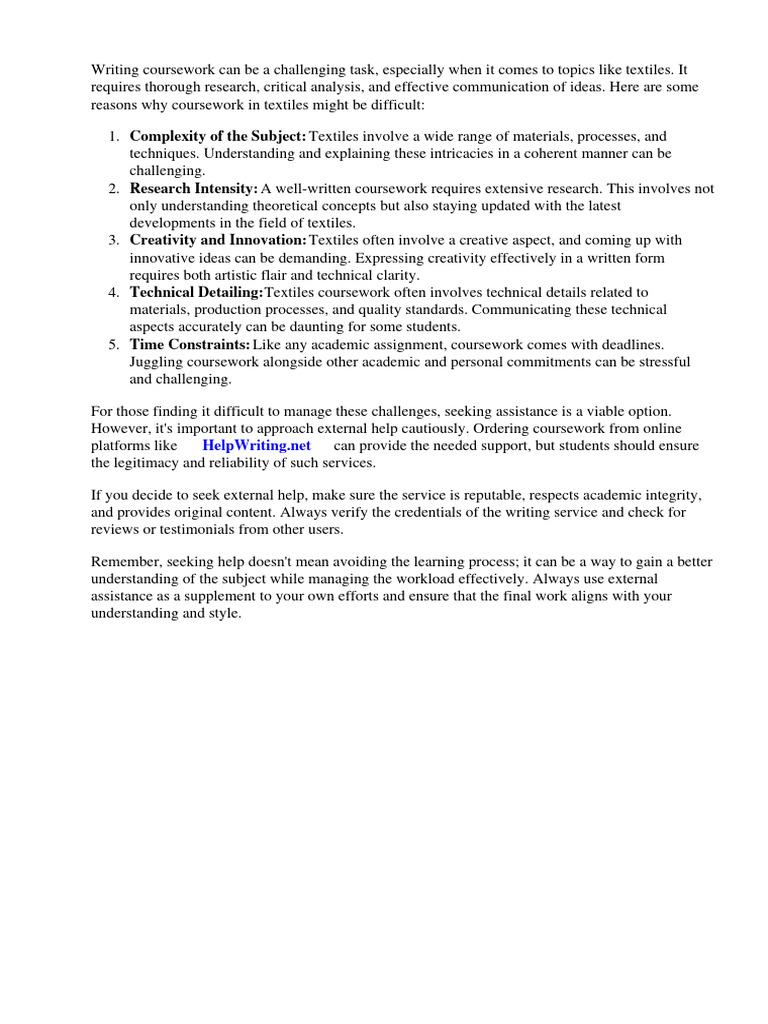 Textiles Coursework Ideas | PDF