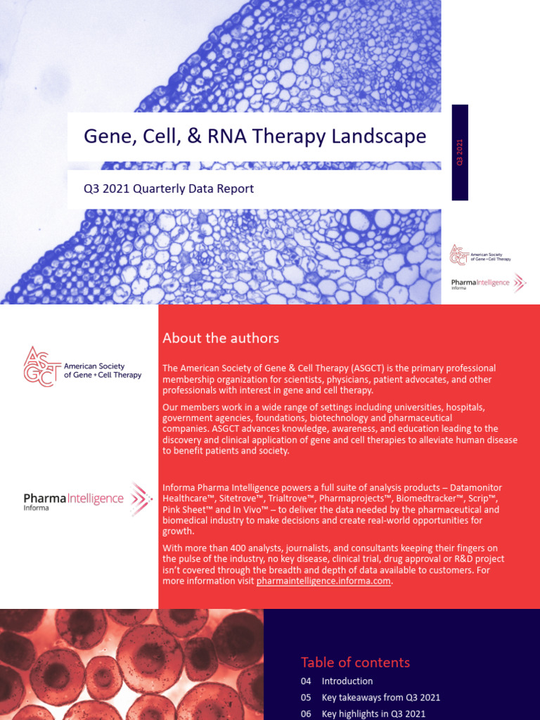 ASGCT Pharma Intelligence Quarterly Report Q3 2021 Final | PDF | Gene ...