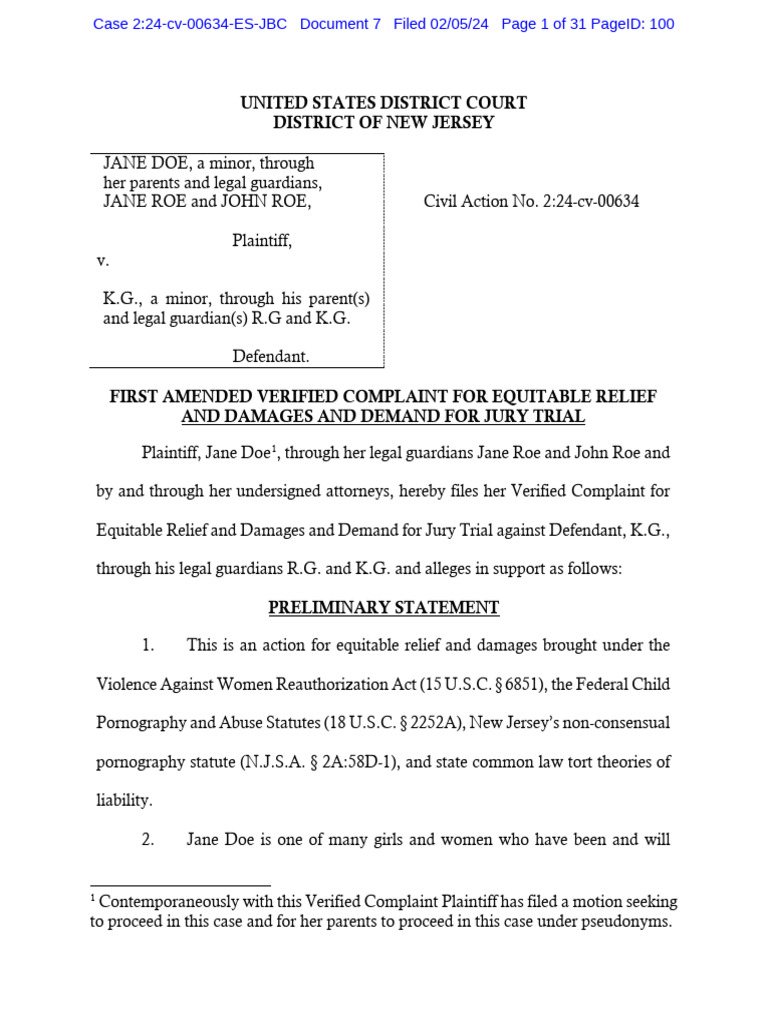 Jane Doe V KG | PDF | Legal Remedy | Injunction