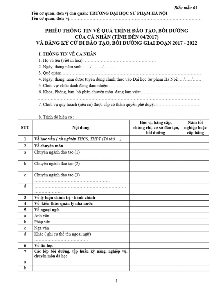 Mau So 3 - DKDTBD | PDF