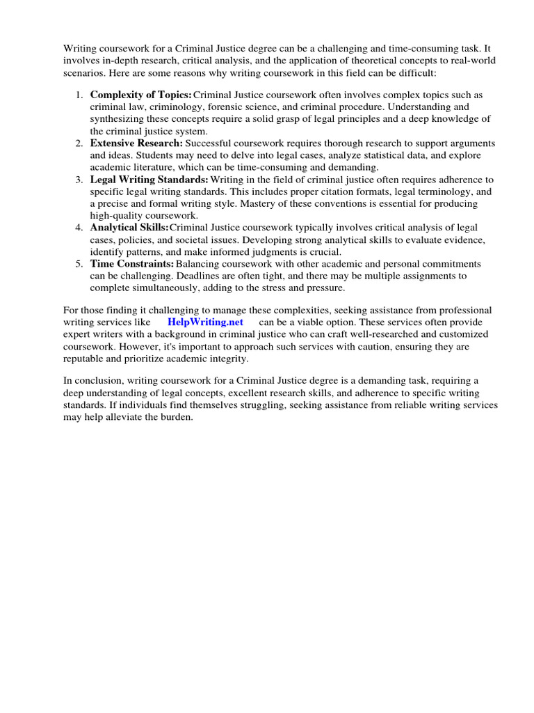 Criminal Justice Degree Coursework | PDF | Crimes | Crime & Violence
