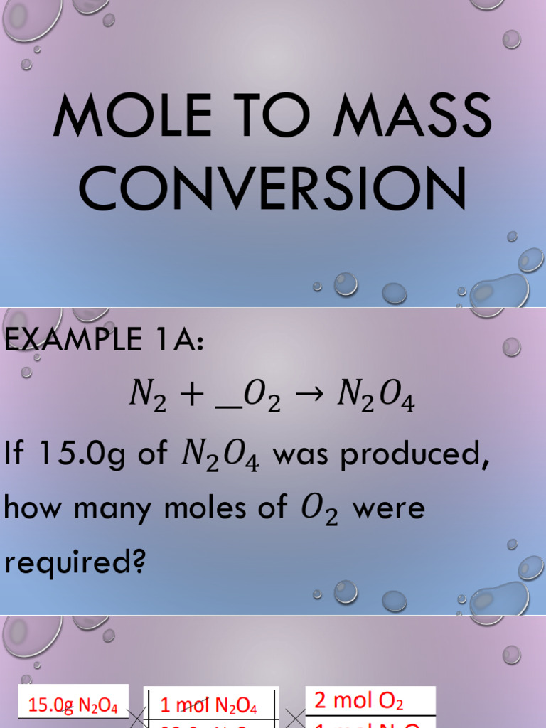 Mole To Mass Conversion | PDF | Science & Mathematics