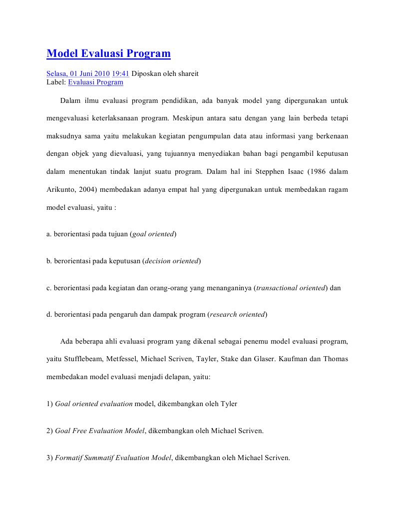 Model Evaluasi Program | PDF