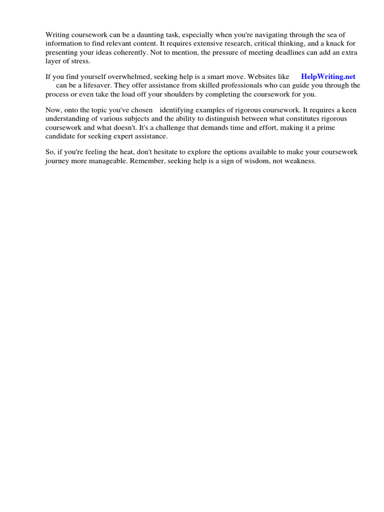 The Following Are All Examples of Rigorous Coursework Except | PDF ...