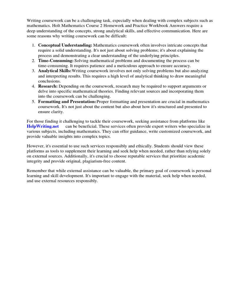 Holt Mathematics Course 2 Homework and Practice Workbook Answers | PDF ...