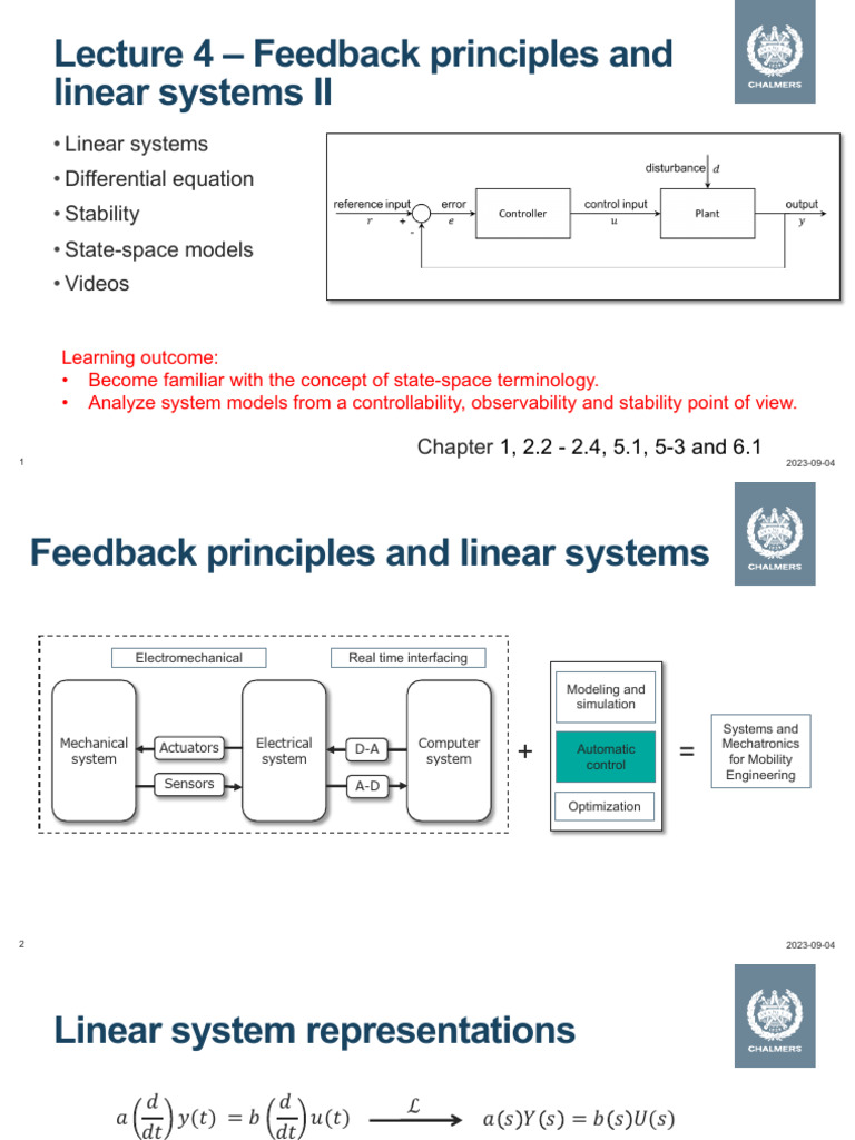 L4 - Feedback Principle and Linear Systems II | Download Free PDF | Applied Mathematics | Algebra