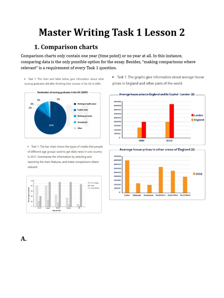 Master Writing Task 1 Lesson 2 Comparison Chart | PDF