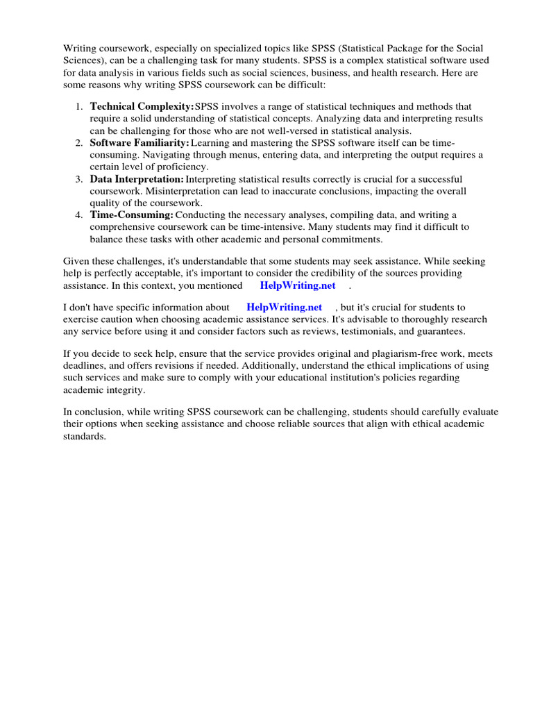 Spss Coursework Help | PDF | Statistics | Spss