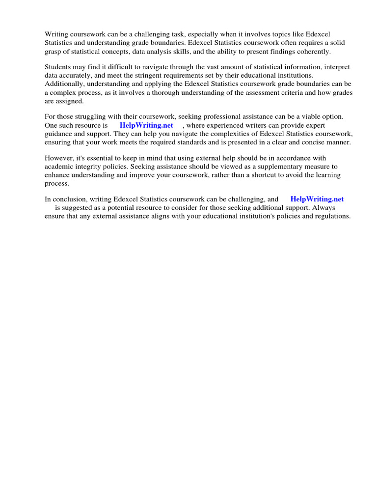 Edexcel Statistics Coursework Grade Boundaries | PDF | Student Assessment And Evaluation ...