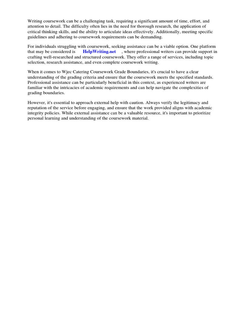 Wjec Catering Coursework Grade Boundaries | PDF | Qualifications