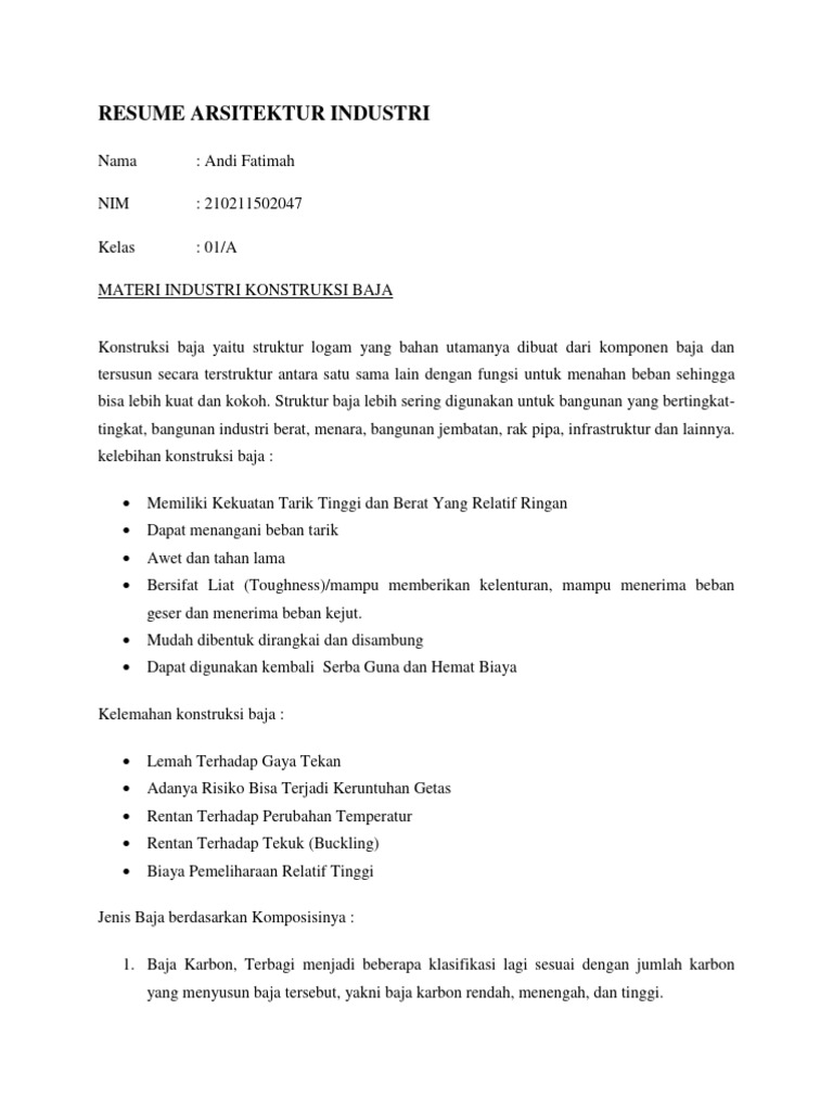 TGS Resume 3 Arsitektur Industri - Andi Fatimah - 210211502047 | PDF