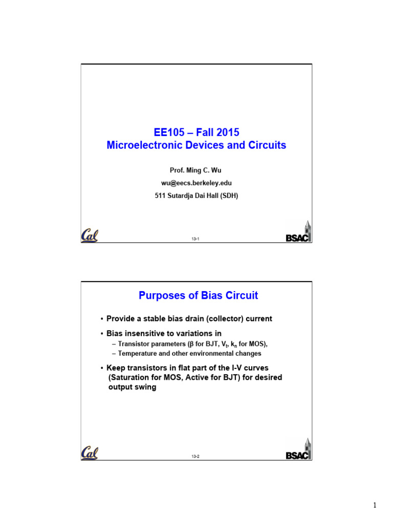 Lecture13-Bias Circuit | Download Free PDF | Mosfet | Capacitor