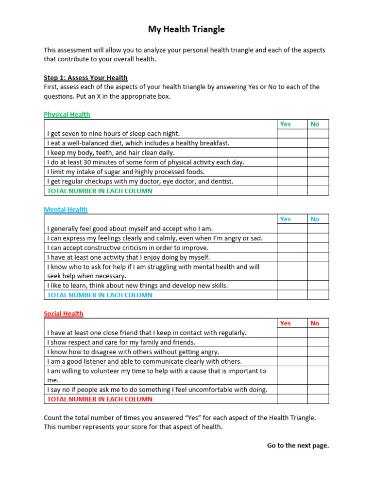 Health Triangle Activity | PDF