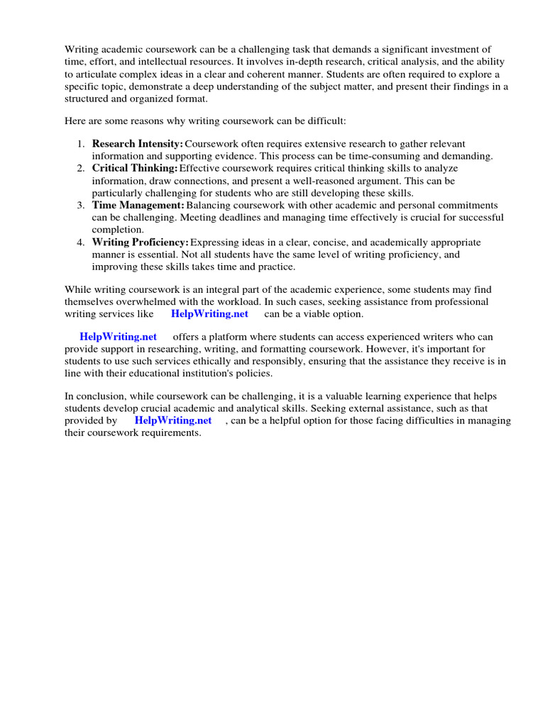 Academic Coursework Definition | PDF | Essays | Critical Thinking