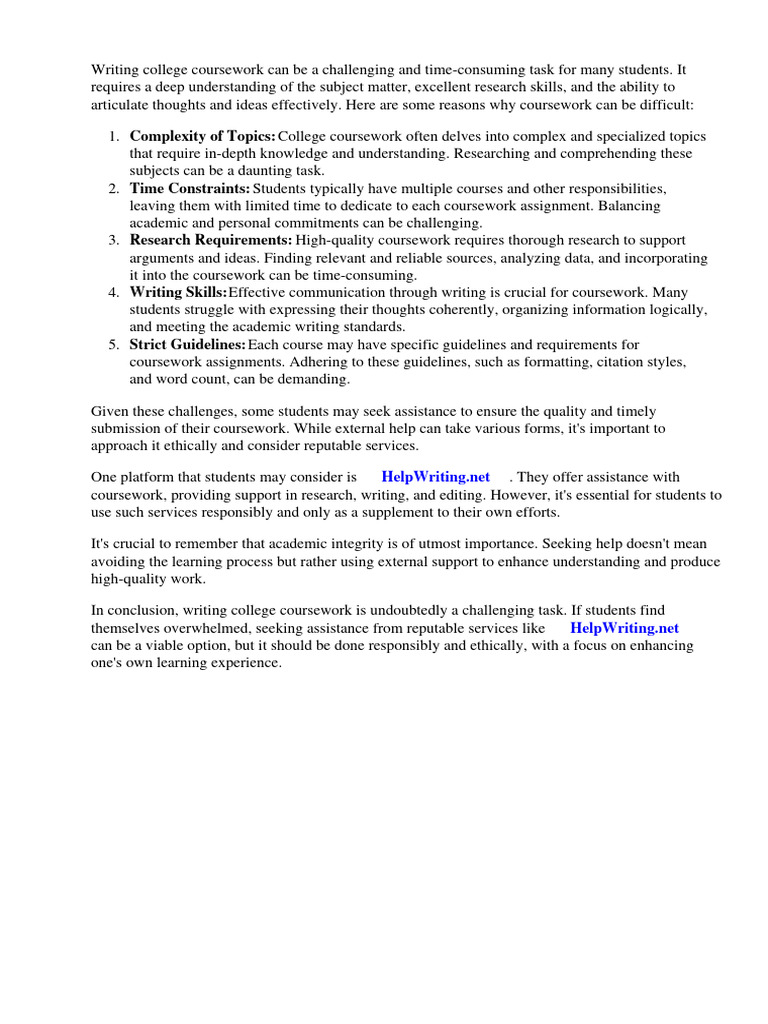 College Coursework Definition | PDF | Essays | Thesis