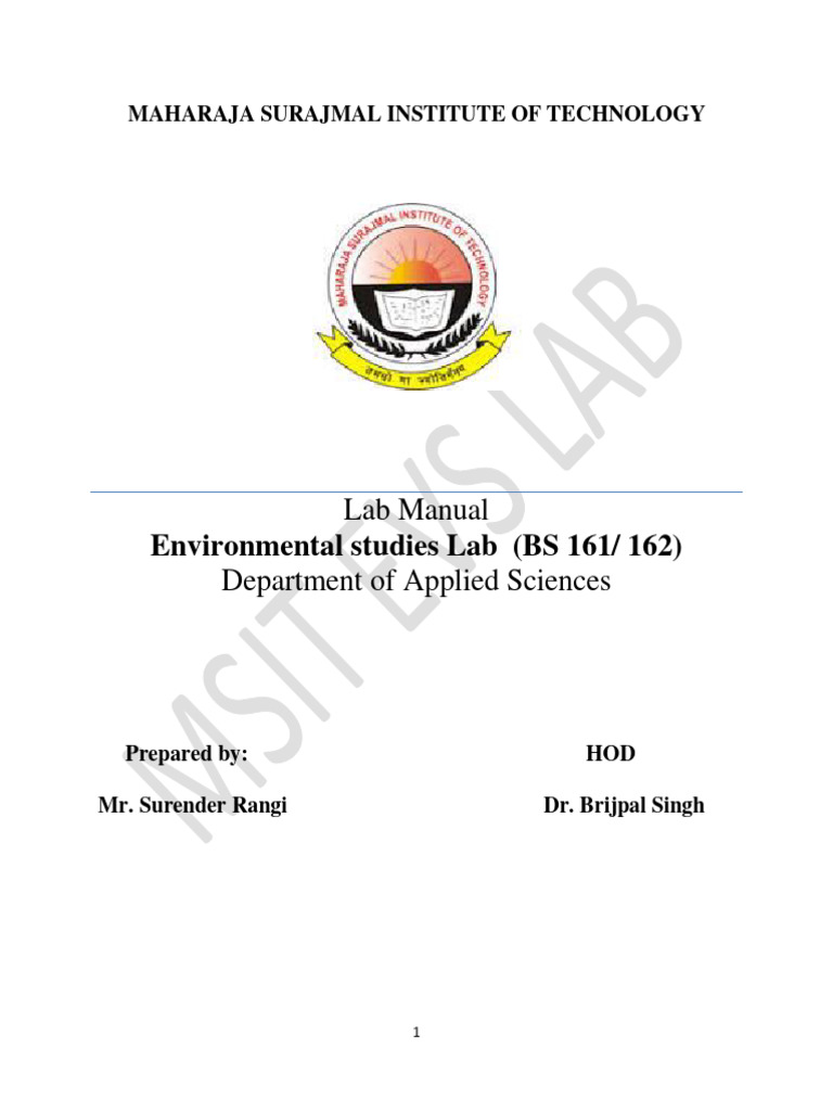 EVS - Complete Lab Manual | PDF | Ph | Chemistry EVS - Complete Lab Manual | PDF | Ph | Chemistry
