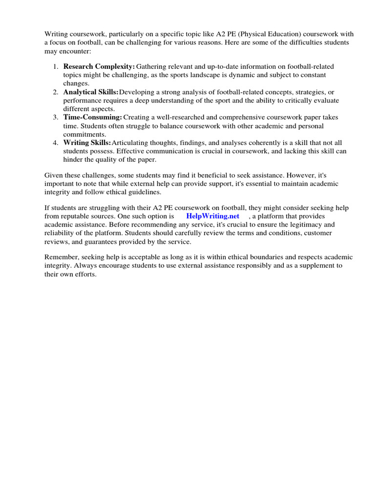 A2 Pe Coursework Examples Football | PDF | Physical Fitness | Weight ... A2 Pe Coursework Examples Football | PDF | Physical Fitness | Weight ...