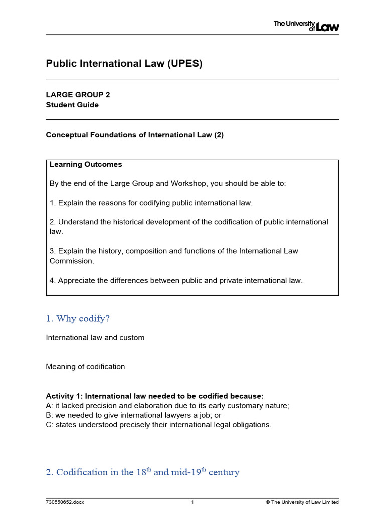 2324 PIL Lg02 Student Guide | Download Free PDF | International Law | Codification (Law)