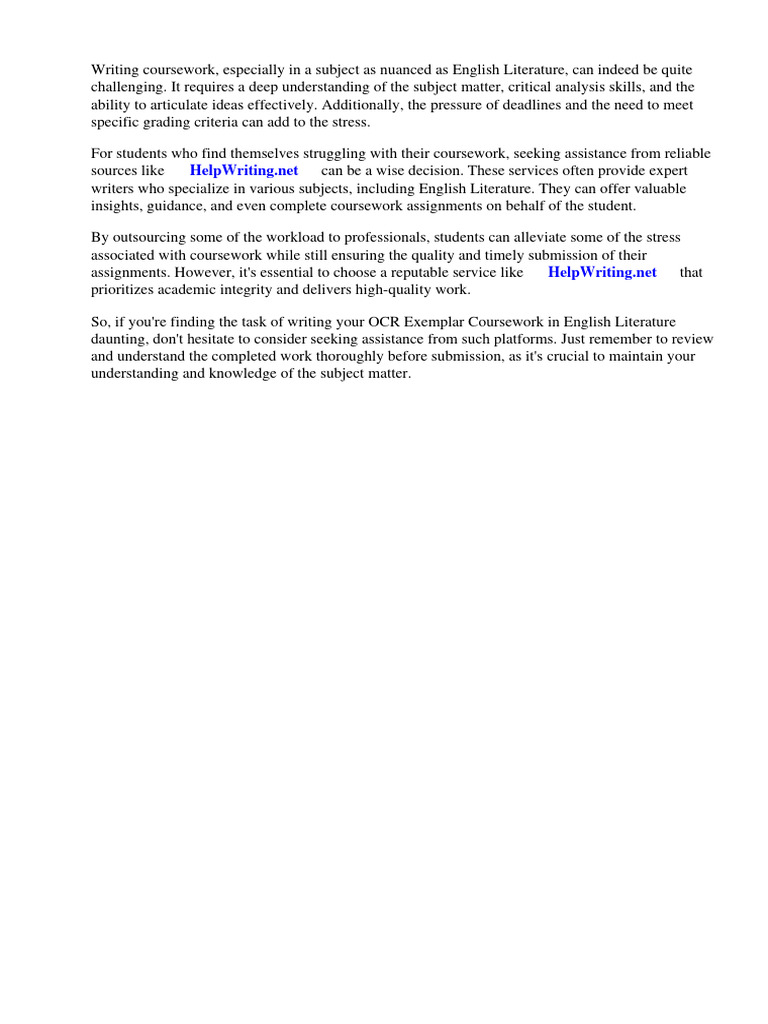 Ocr Exemplar Coursework English Literature | PDF | Facebook | Linked In