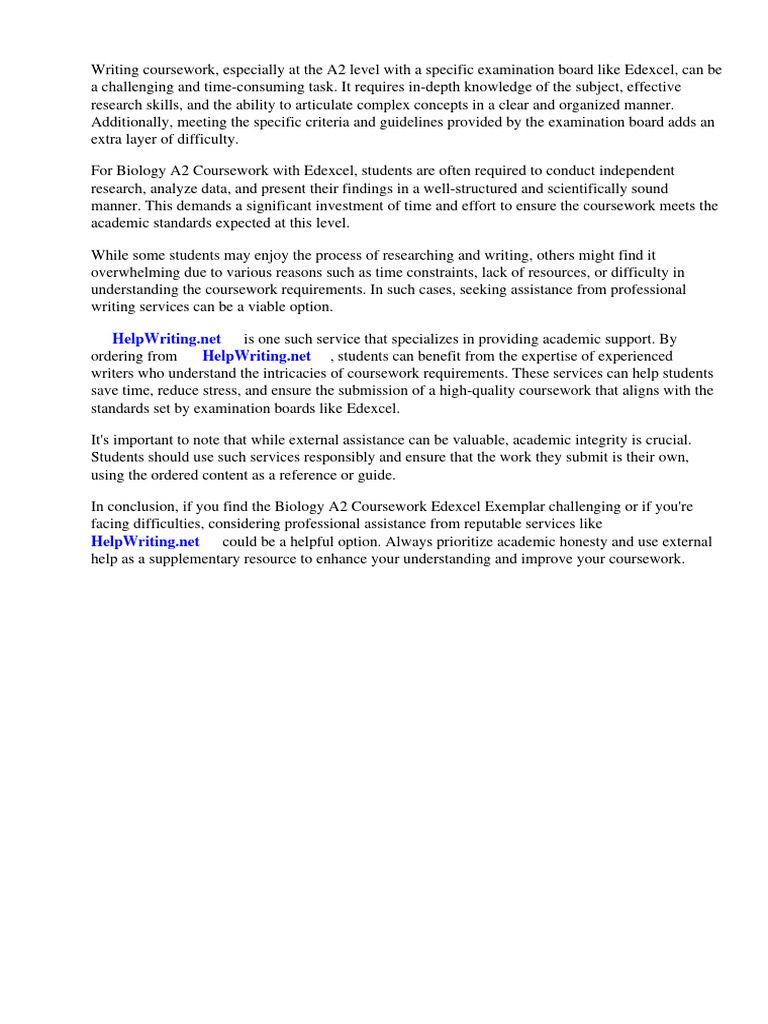 Biology A2 Coursework Edexcel Exemplar | PDF