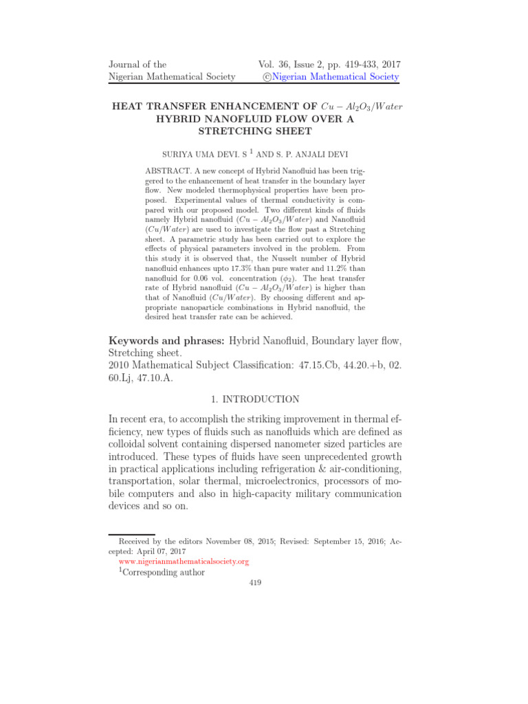Hybrid Nanofluid Over A Sheet | PDF | Heat Transfer | Boundary Layer