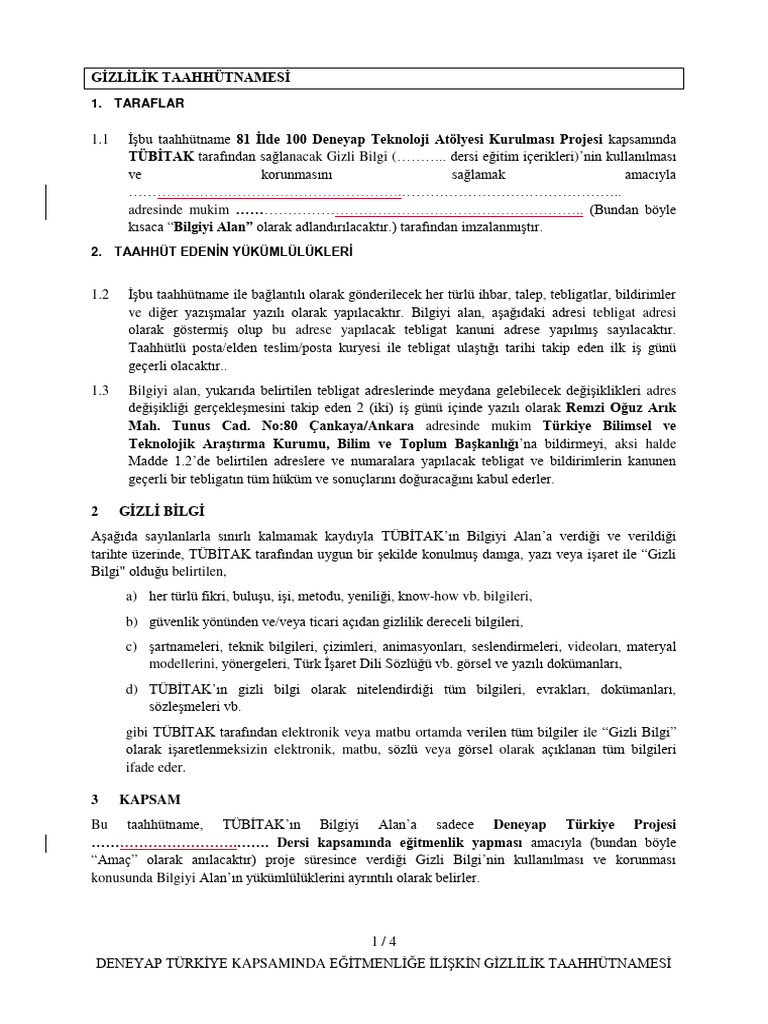 Gizlilik Taahhütnamesi - v01 | PDF