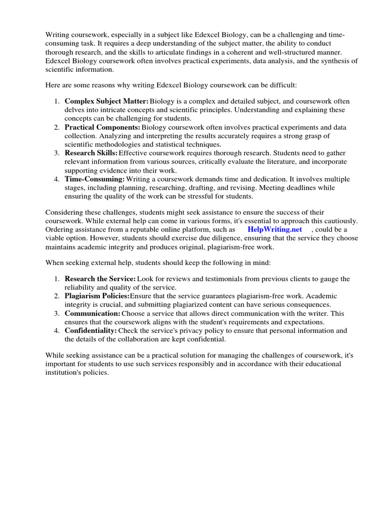 Edexcel Biology Coursework | PDF | Scientific Method | Science