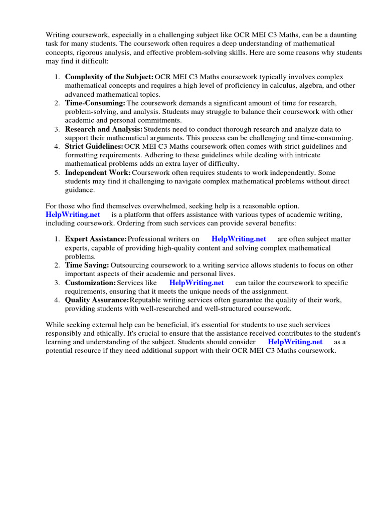 OCR MEI C3 Maths Coursework Help | PDF | Mathematics | Quadratic Equation