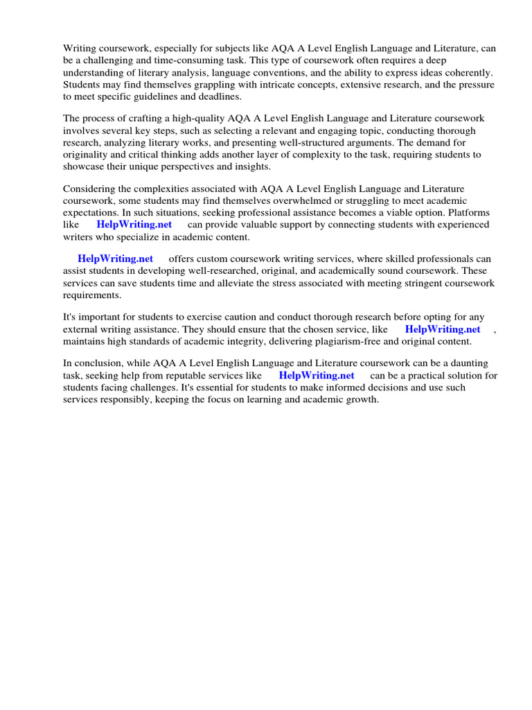 Aqa A Level English Language and Literature Coursework | PDF | Facebook ...