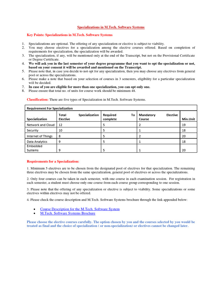 Specializations MTech Software Systems | PDF | Security | Computer Security