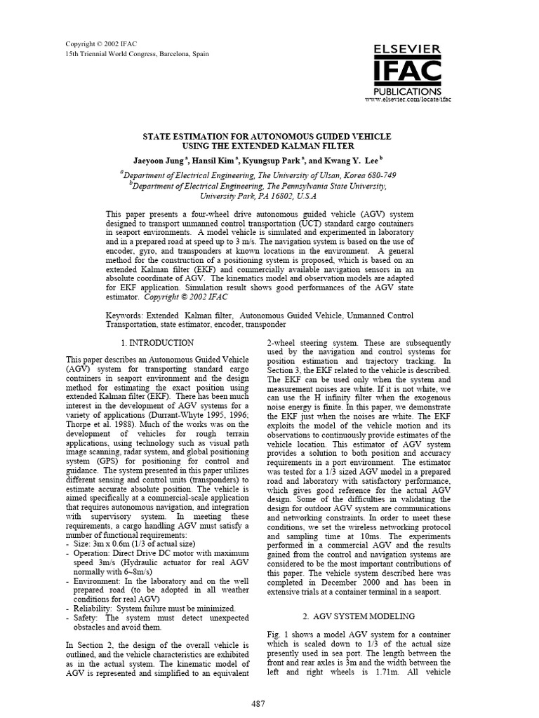 State Estimation For Autonomous Guided Vehicle Using The Extended ...