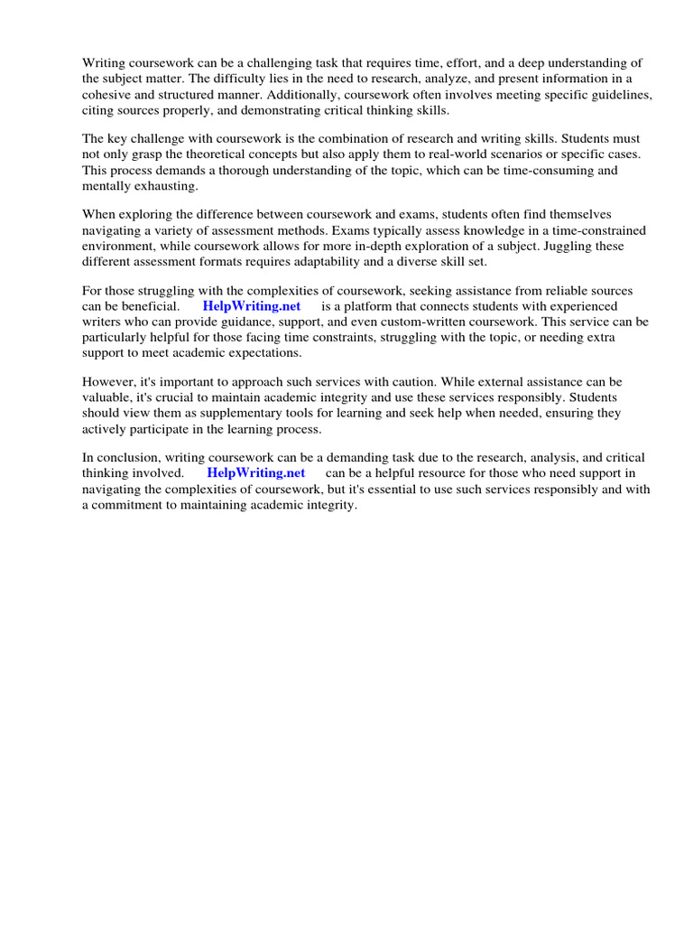 Difference Between Coursework and Exams | PDF | Thesis | Curriculum