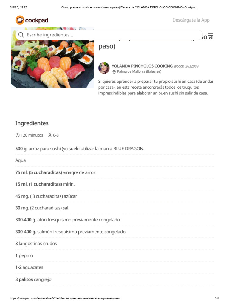 2 Como Preparar Sushi en Casa Paso A Paso (Articulo) Autor Yolanda Pincholos | PDF | Sushi | Inicio