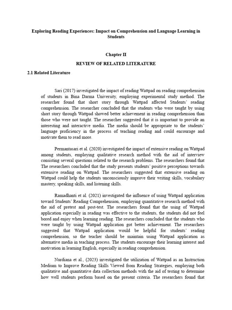 Exploring Reading Experiences Impact On Comprehension and Language ...