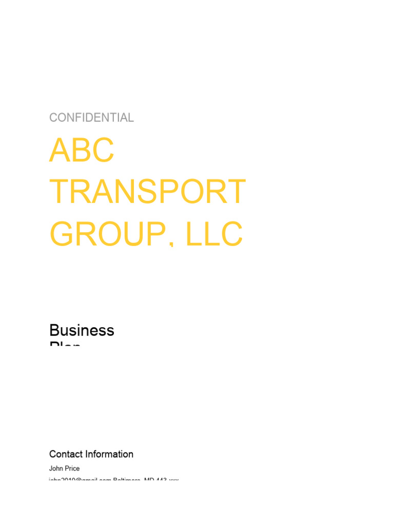 Sample Business Plan Transportation | PDF | Transport | Cargo