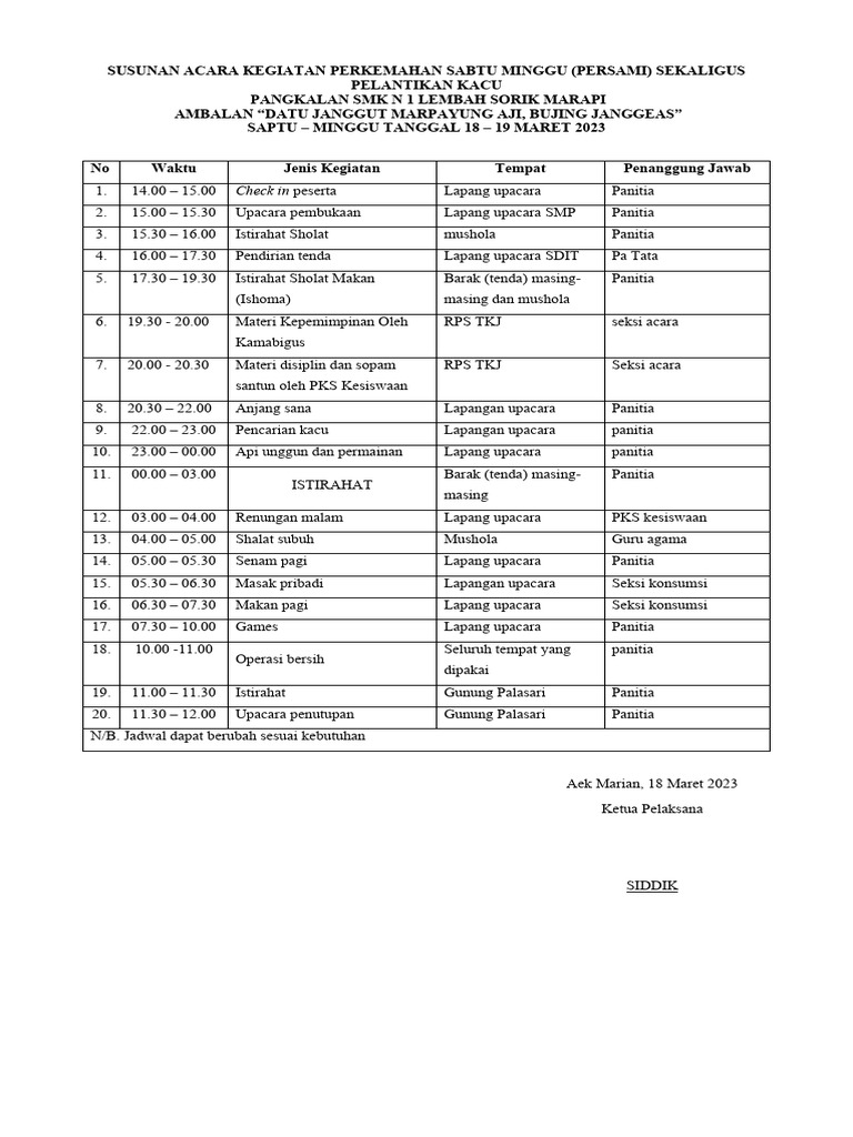 Susunan Acara 1 | PDF