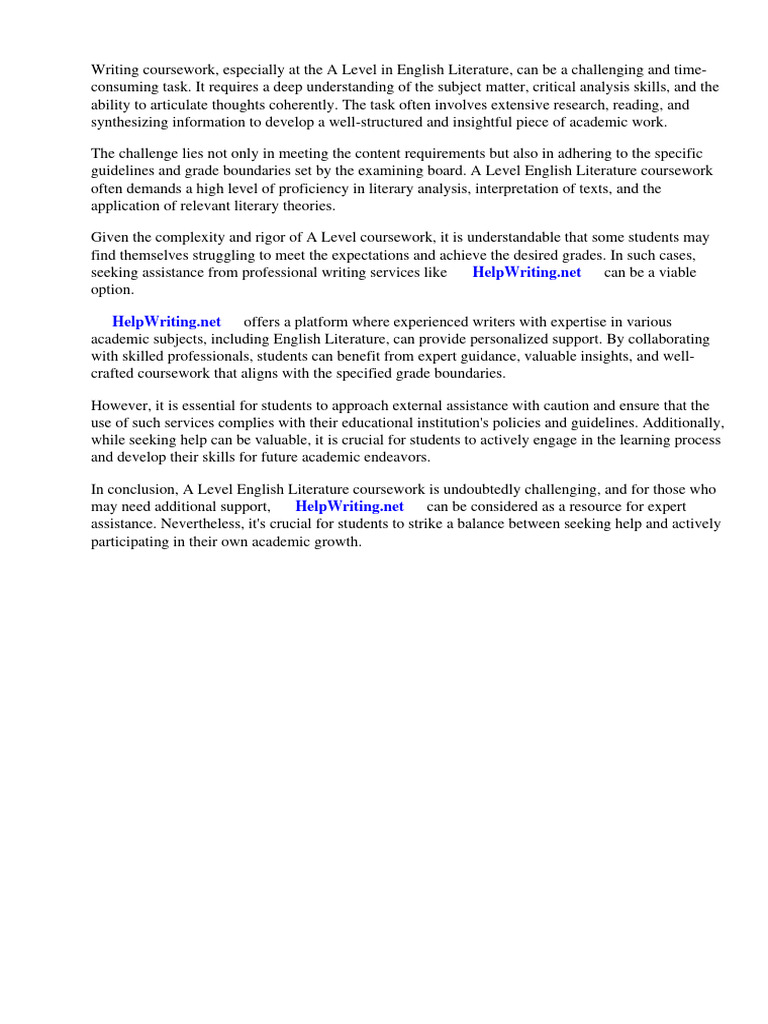 A Level English Literature Coursework Grade Boundaries | PDF | Expert