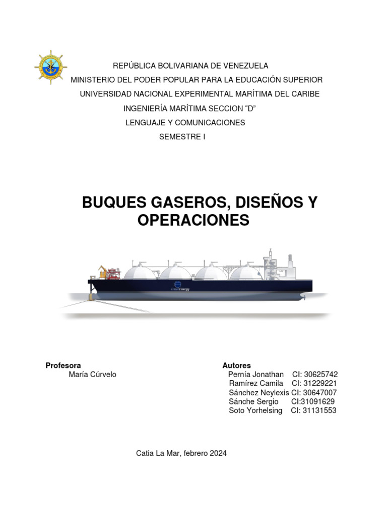 Buques Gaseros: Diseño y Operación | PDF | Gas natural licuado | Gas de petróleo licuado