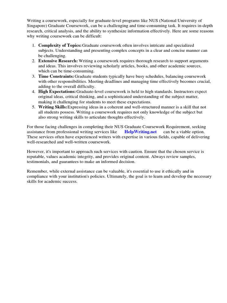 Nus Graduate Coursework Requirement | PDF | Cost Of Living | Master Of ...