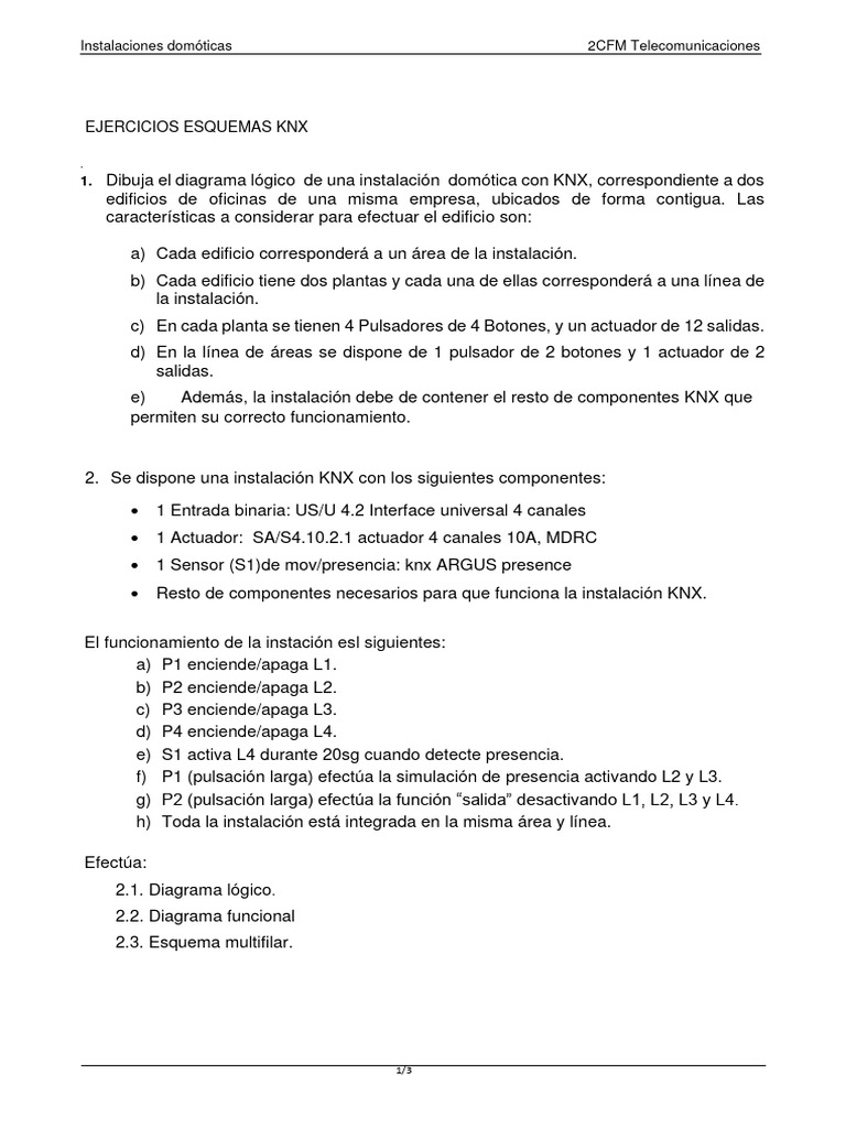 Ido Ud5 Ejercicios KNX | PDF | Electricidad | Arquitectura Computacional Distribuida
